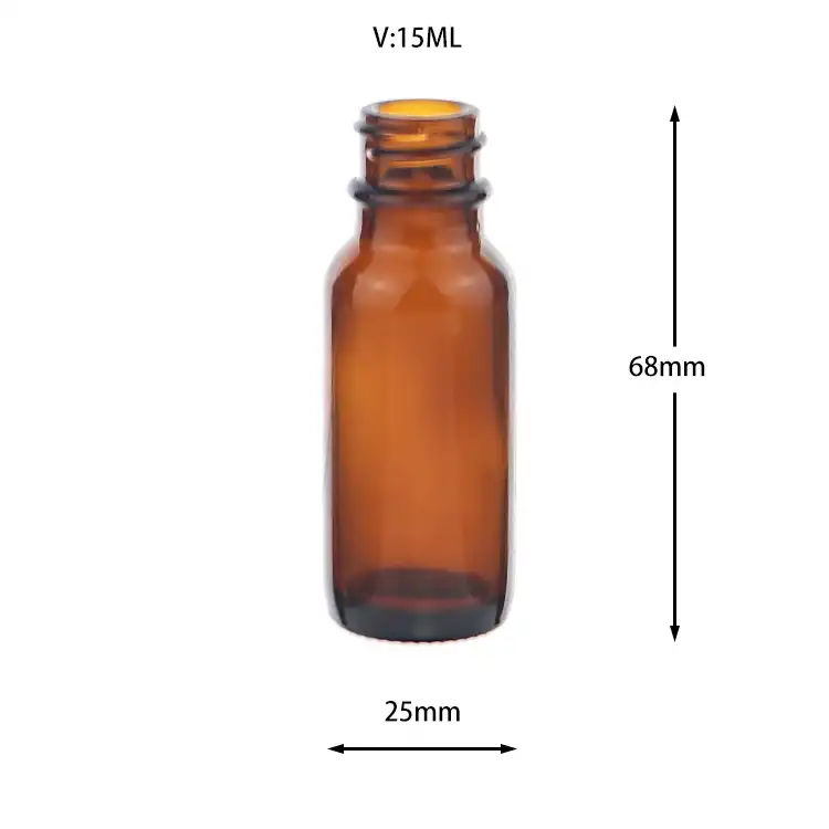 Wholesale 1/2oz (15ml) Amber Boston Round Glass Bottles - 18/400 Neck