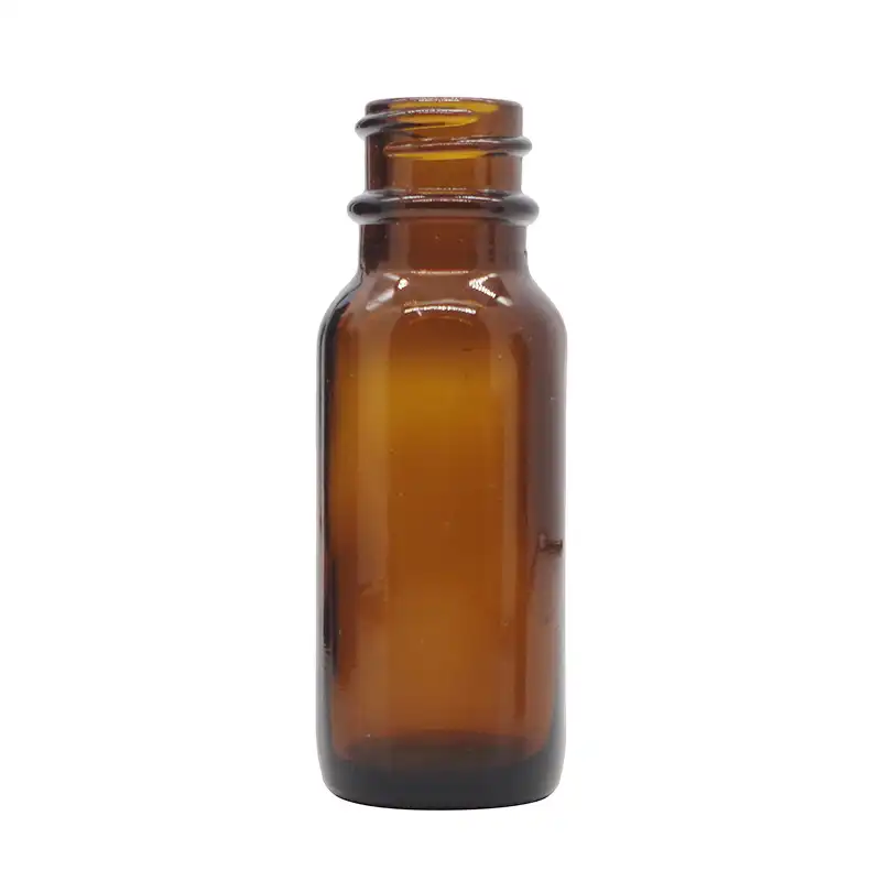 1/2oz (15ml) Amber Boston Round Glass Bottles - 18/400 Neck