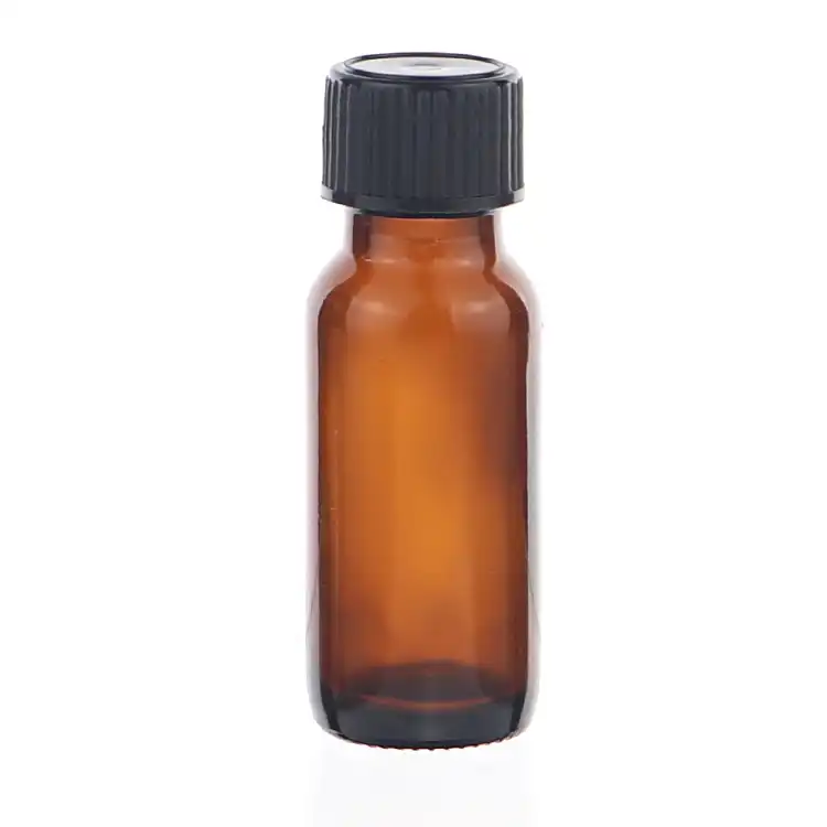 Wholesale 1/2oz (15ml) Amber Boston Round Glass Bottles - 18/400 Neck